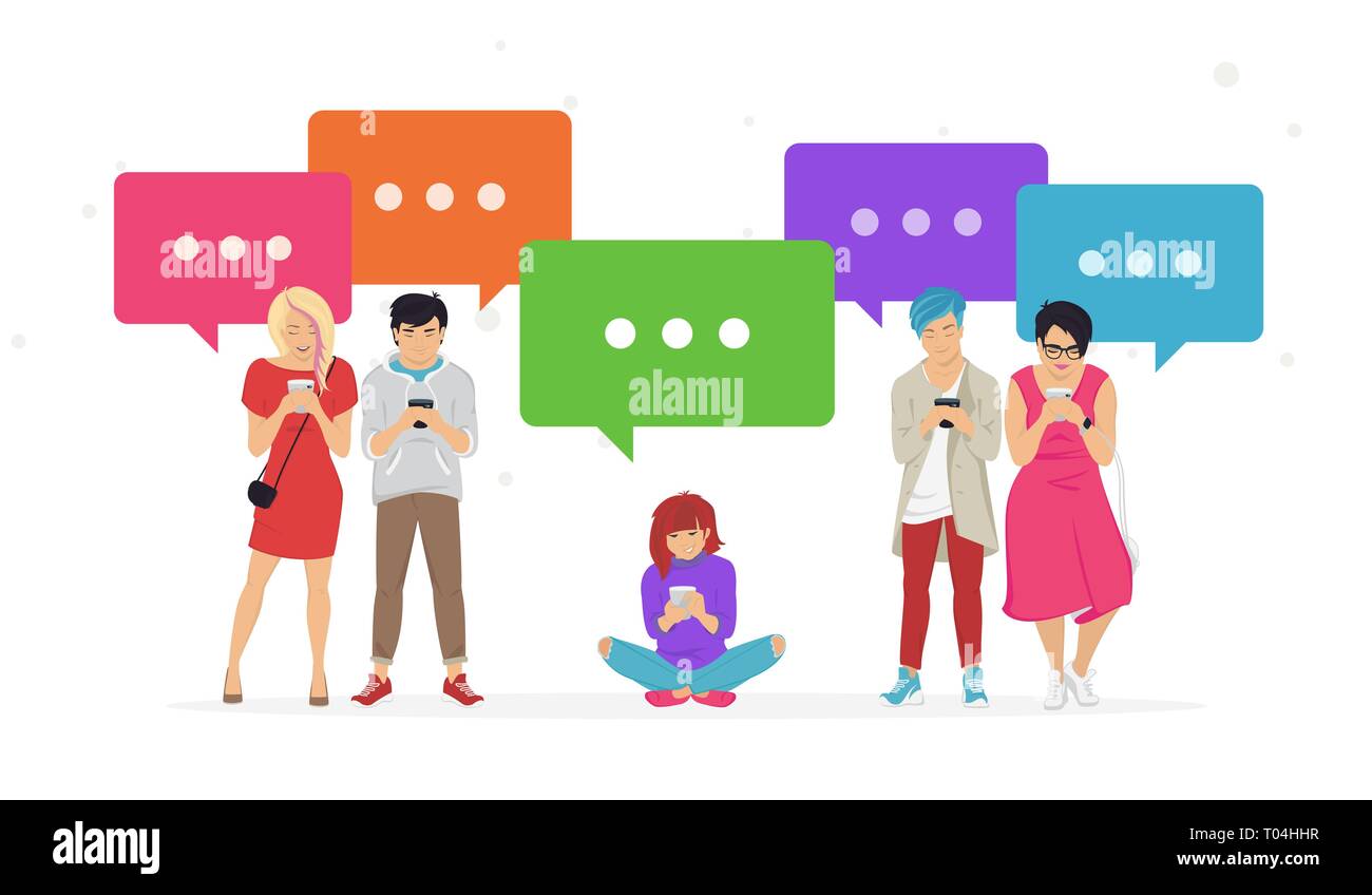 Chat speech bubbles for texting messages, communicating and sharing ...