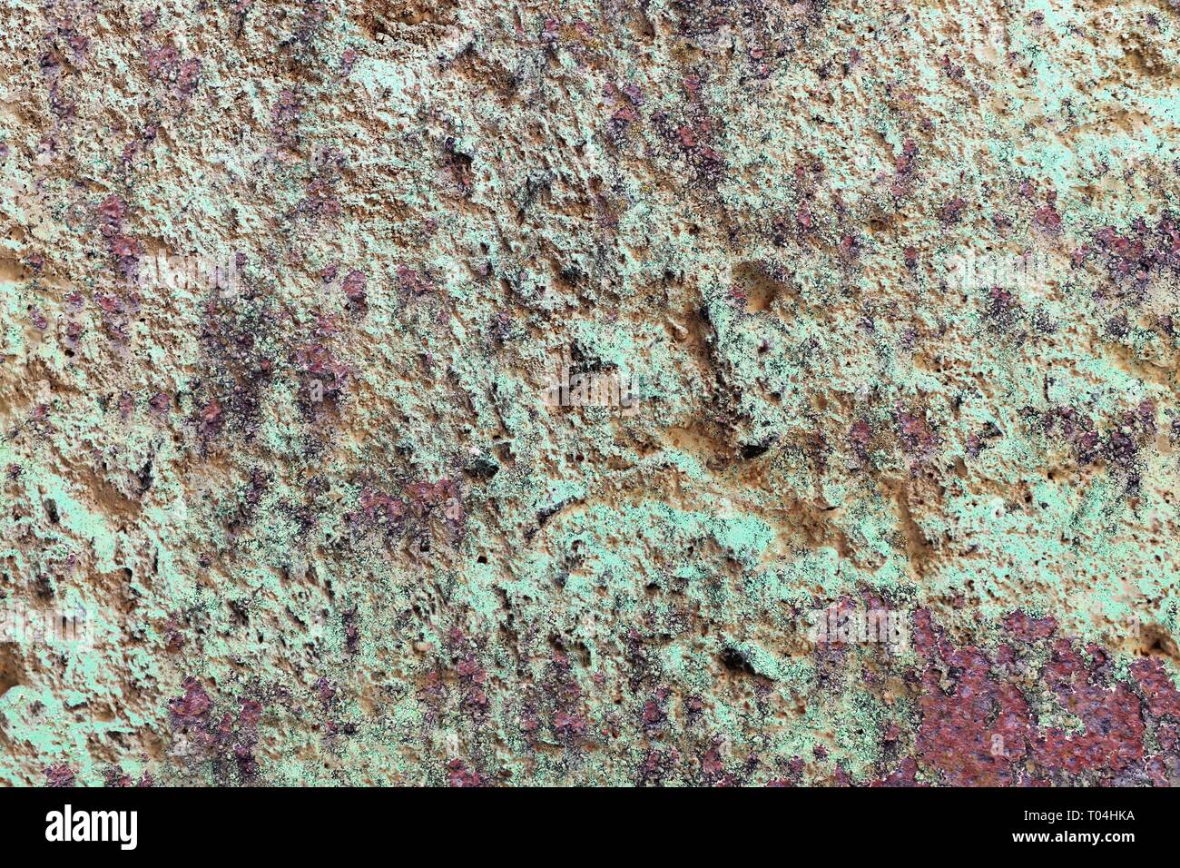 Close up surface of old rusty and weathered metal wall structures in ...