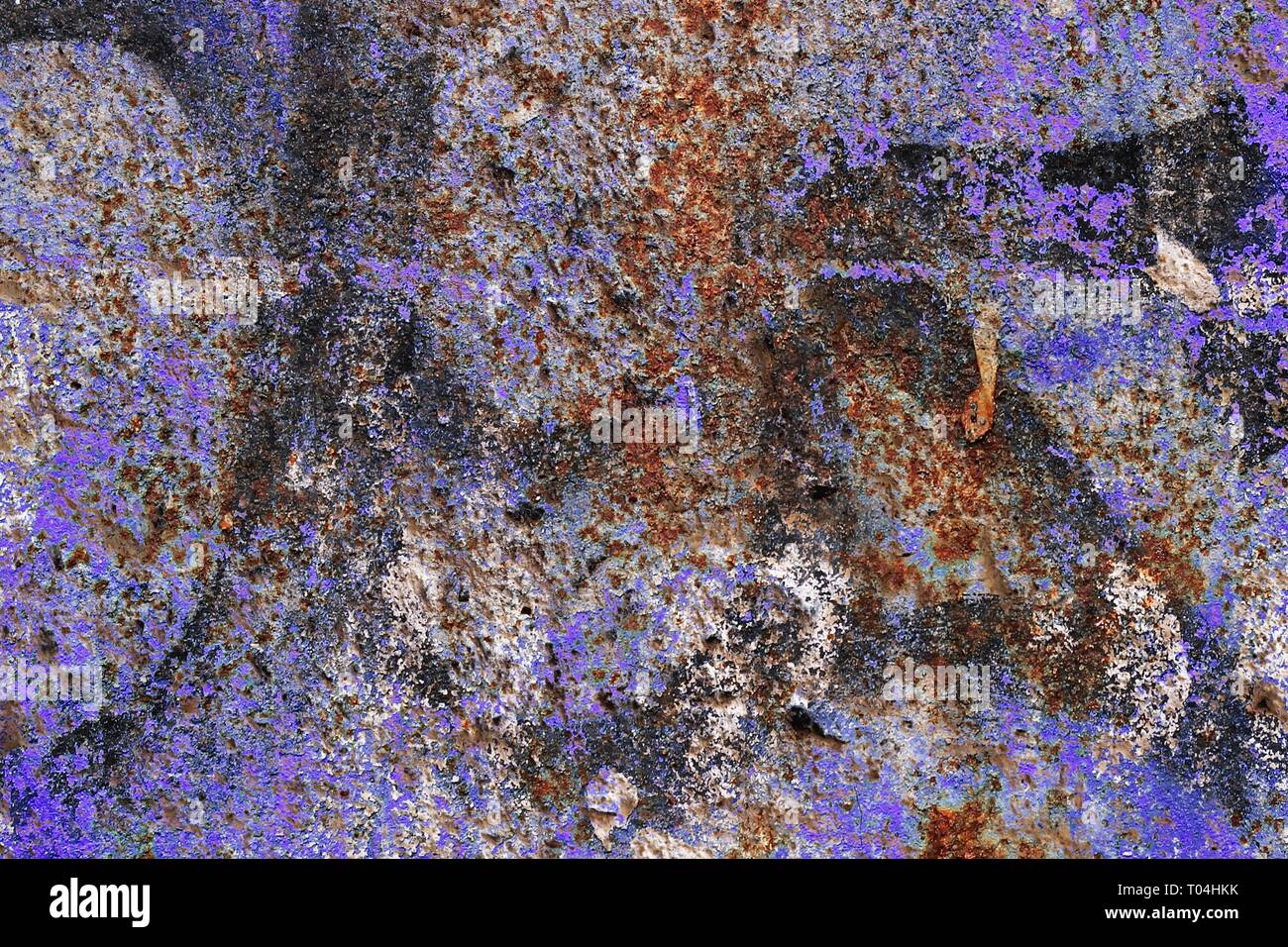 Close up surface of old rusty and weathered metal wall structures in ...