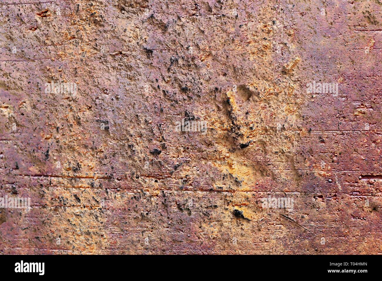 Close up surface of old rusty and weathered metal wall structures in ...