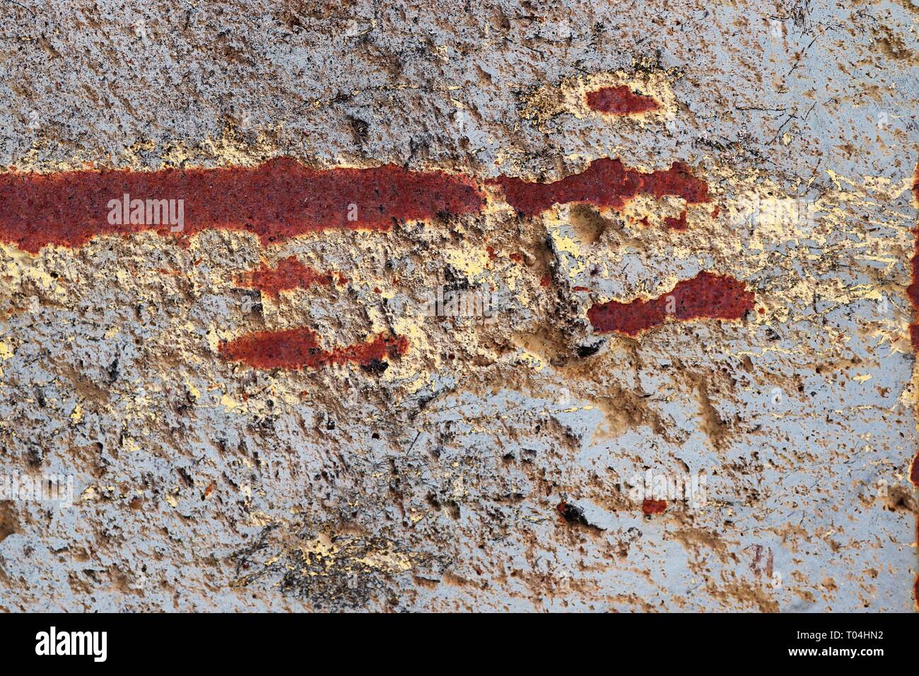 Close up surface of old rusty and weathered metal wall structures in ...