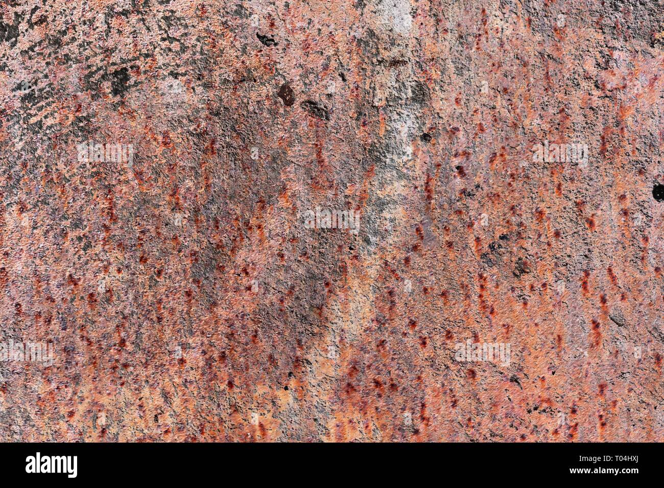 Close up surface of old rusty and weathered metal wall structures in ...
