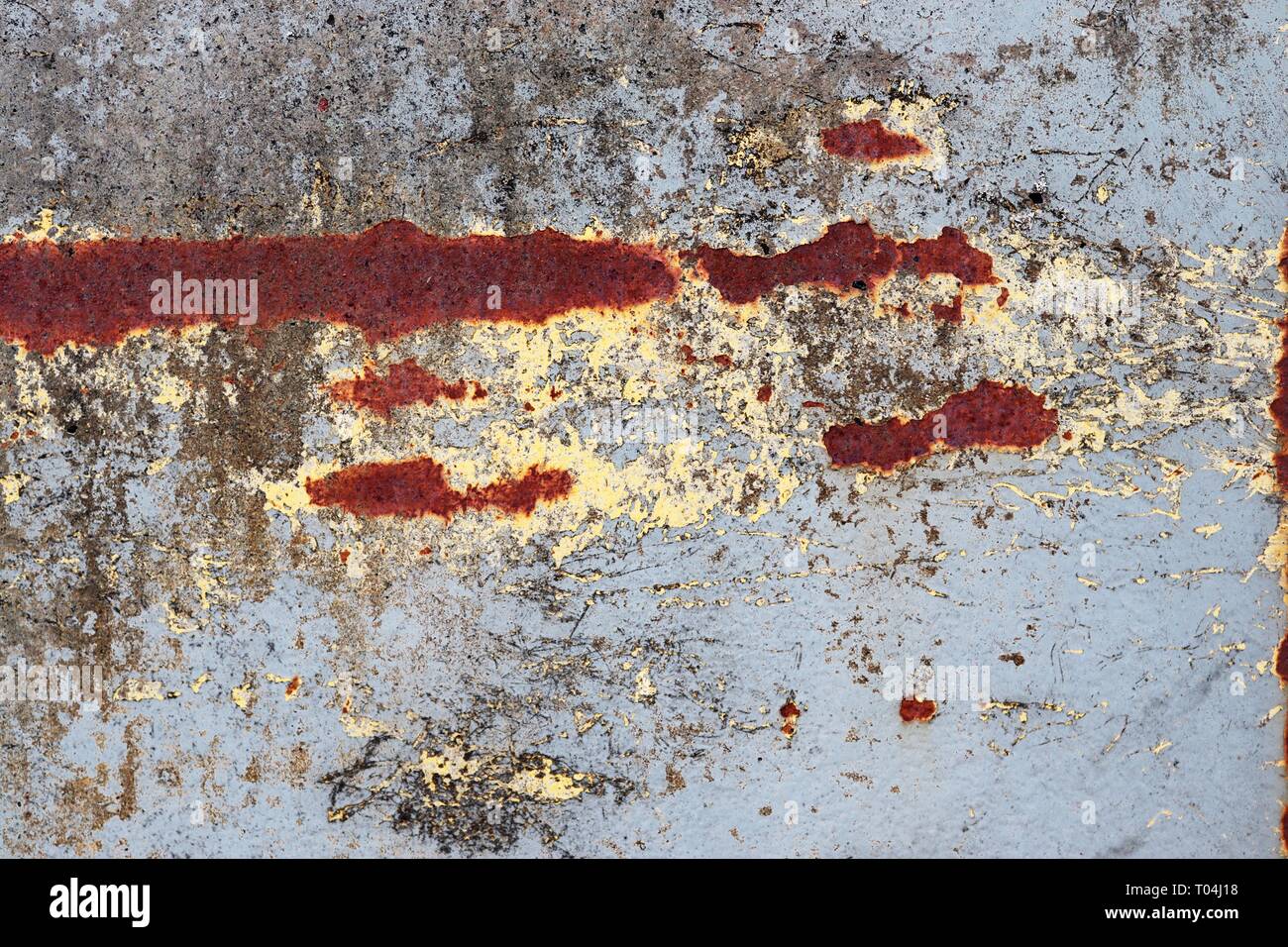 Close up surface of old rusty and weathered metal wall structures in ...