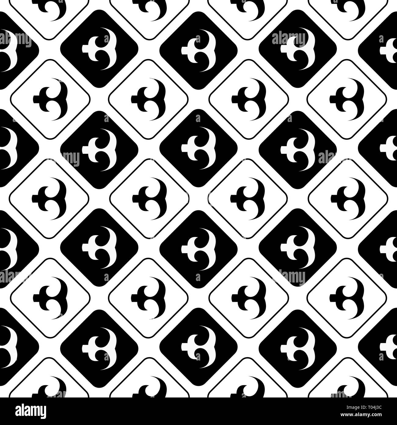 Seamless African Adinkra Pattern - black and white digital art ritual ...