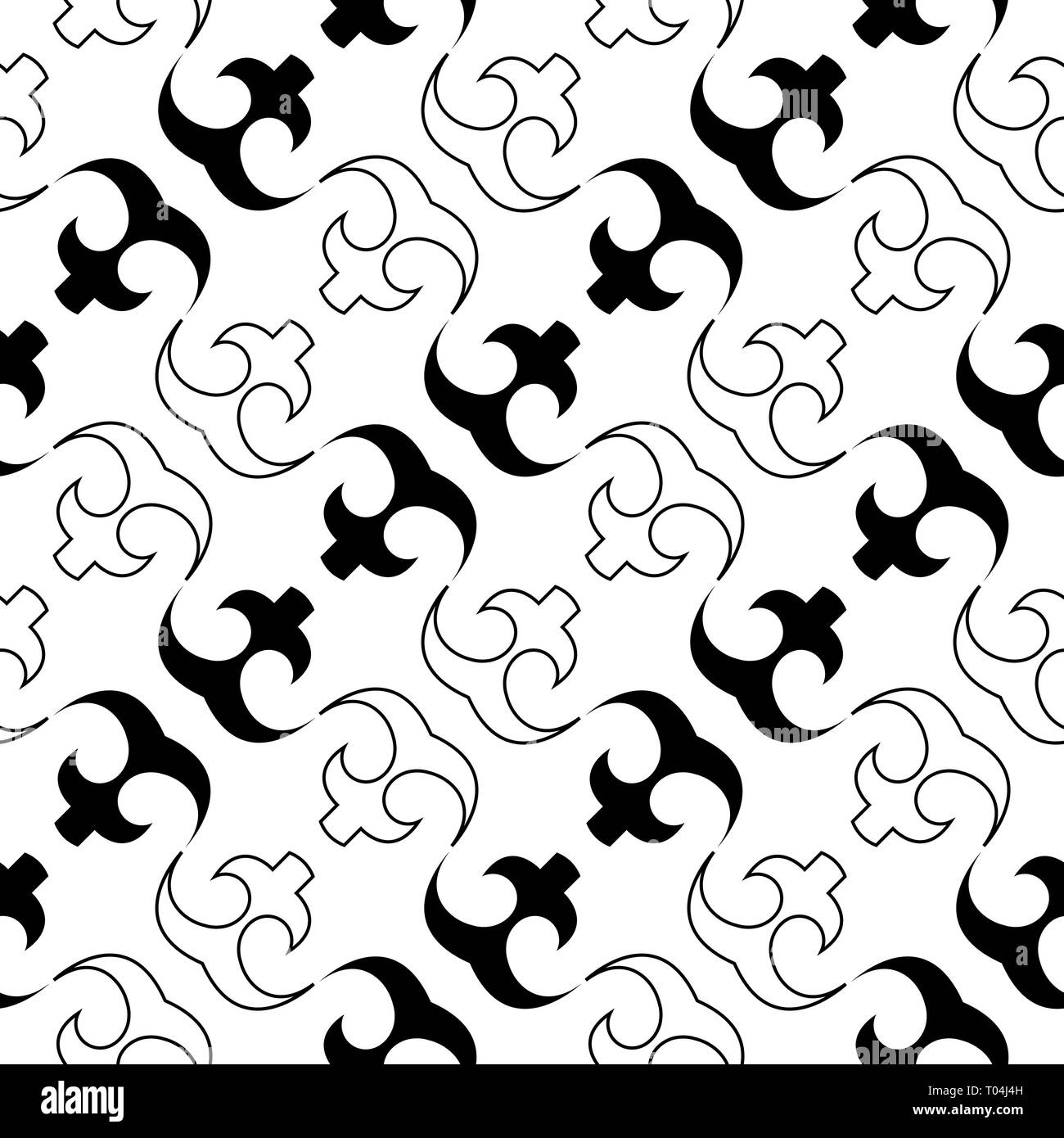 Seamless African Adinkra Pattern - black and white digital art ritual ...