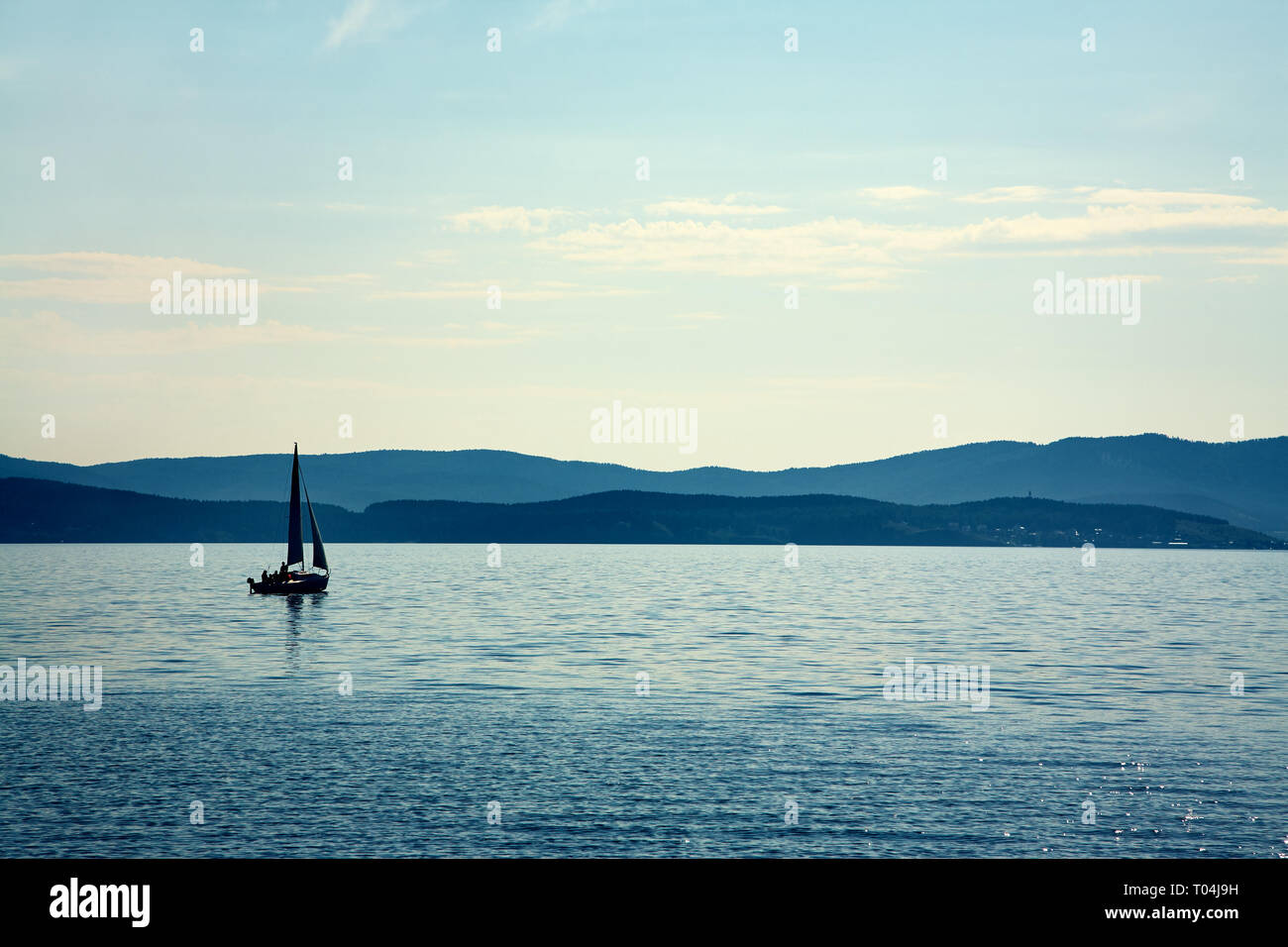 sailing ship on a mountain. nature background Stock Photo - Alamy