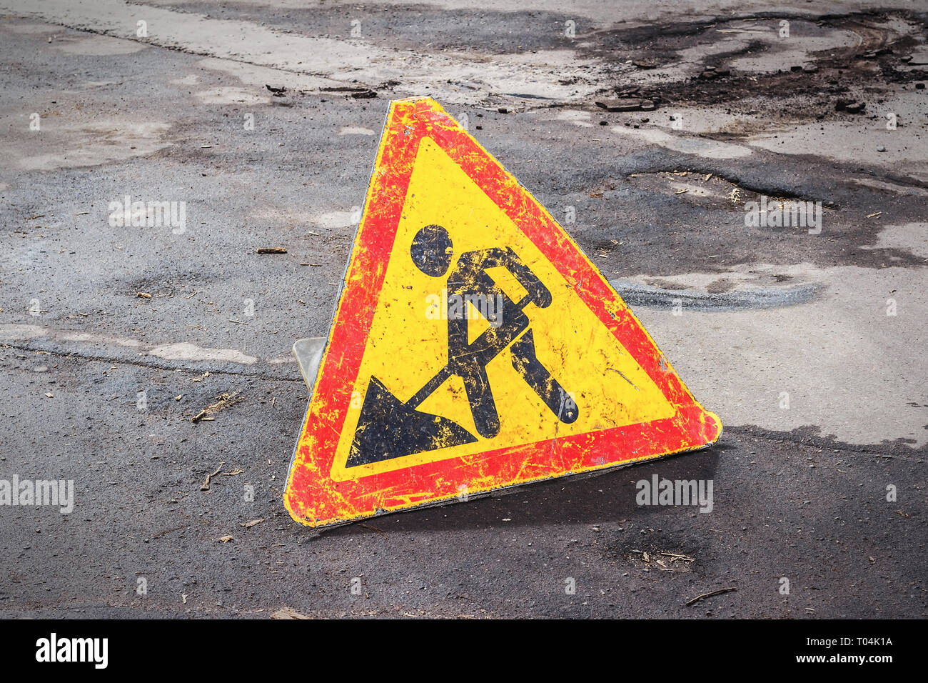 Road works are under way. Silhouette of a working person Stock Photo ...