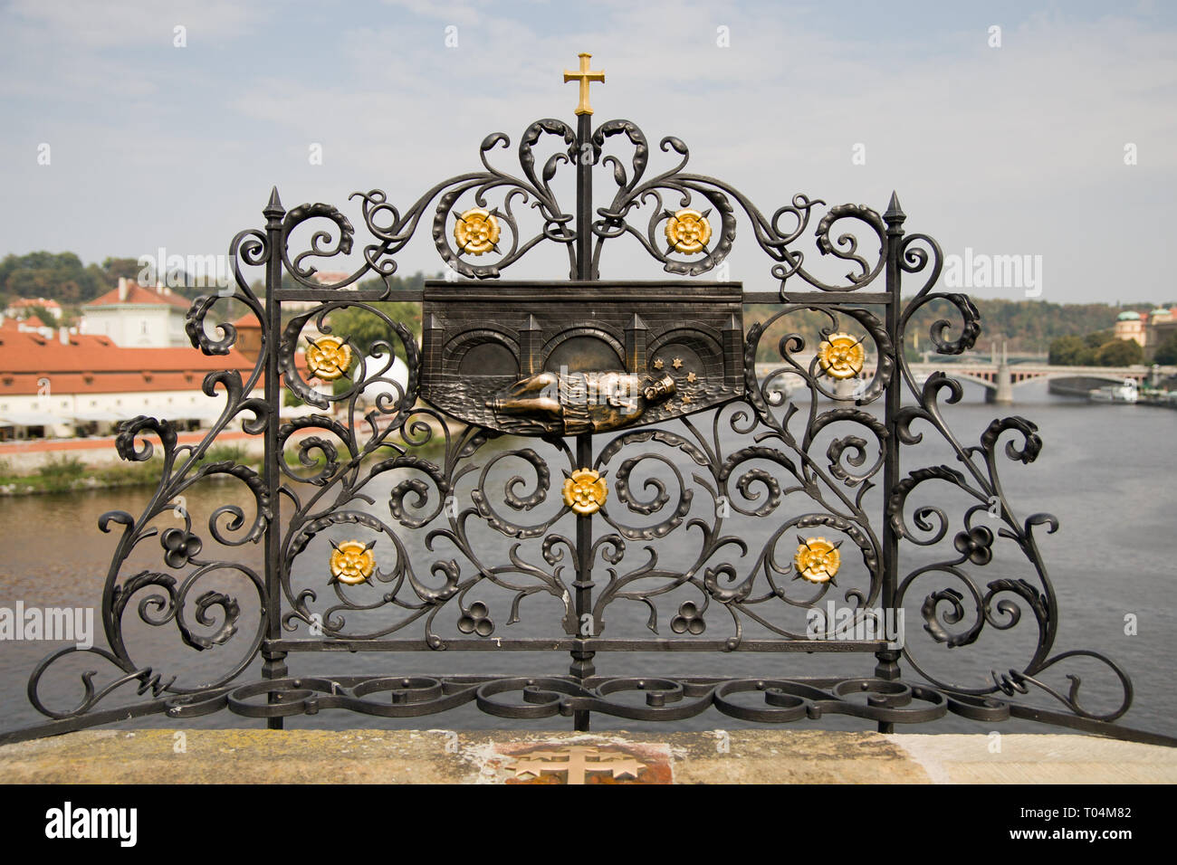 Bronze relief of Saint John of Nepomuk on Charles Bridge in Prague ...