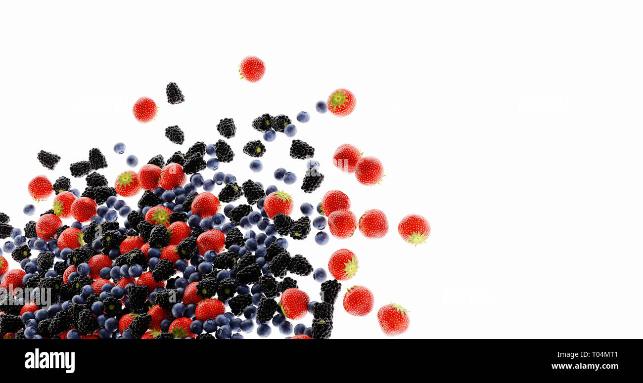 Fruits of the forest background, ultra realistic 3d rendering Stock ...