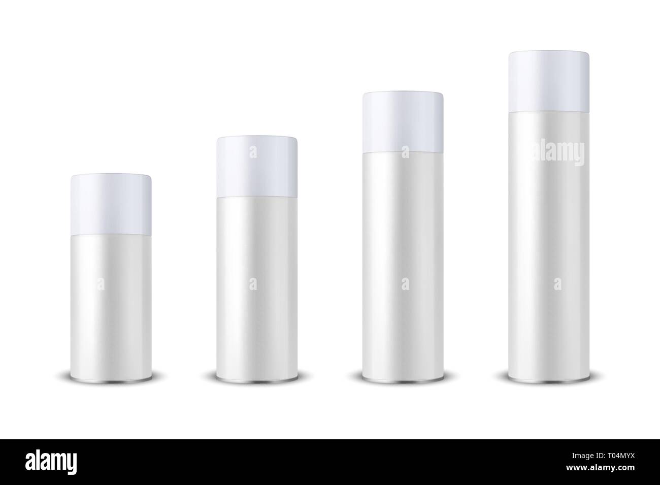 Vector 3d Realistic White Blank Spray Can, Spray Bottle with Cap Set ...