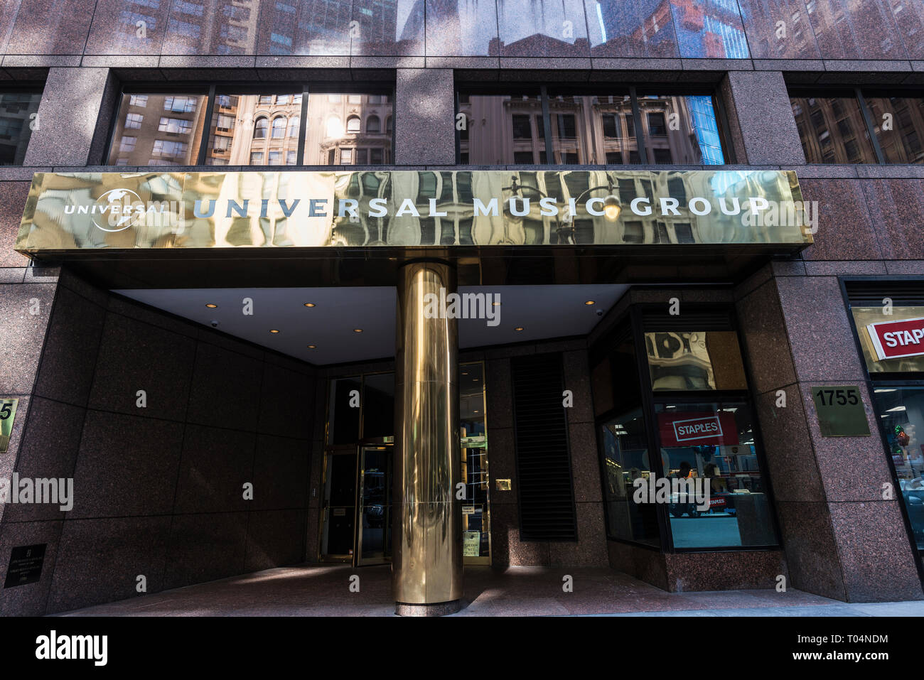 New York City, USA - July 28, 2018: Entrance of office building of ...