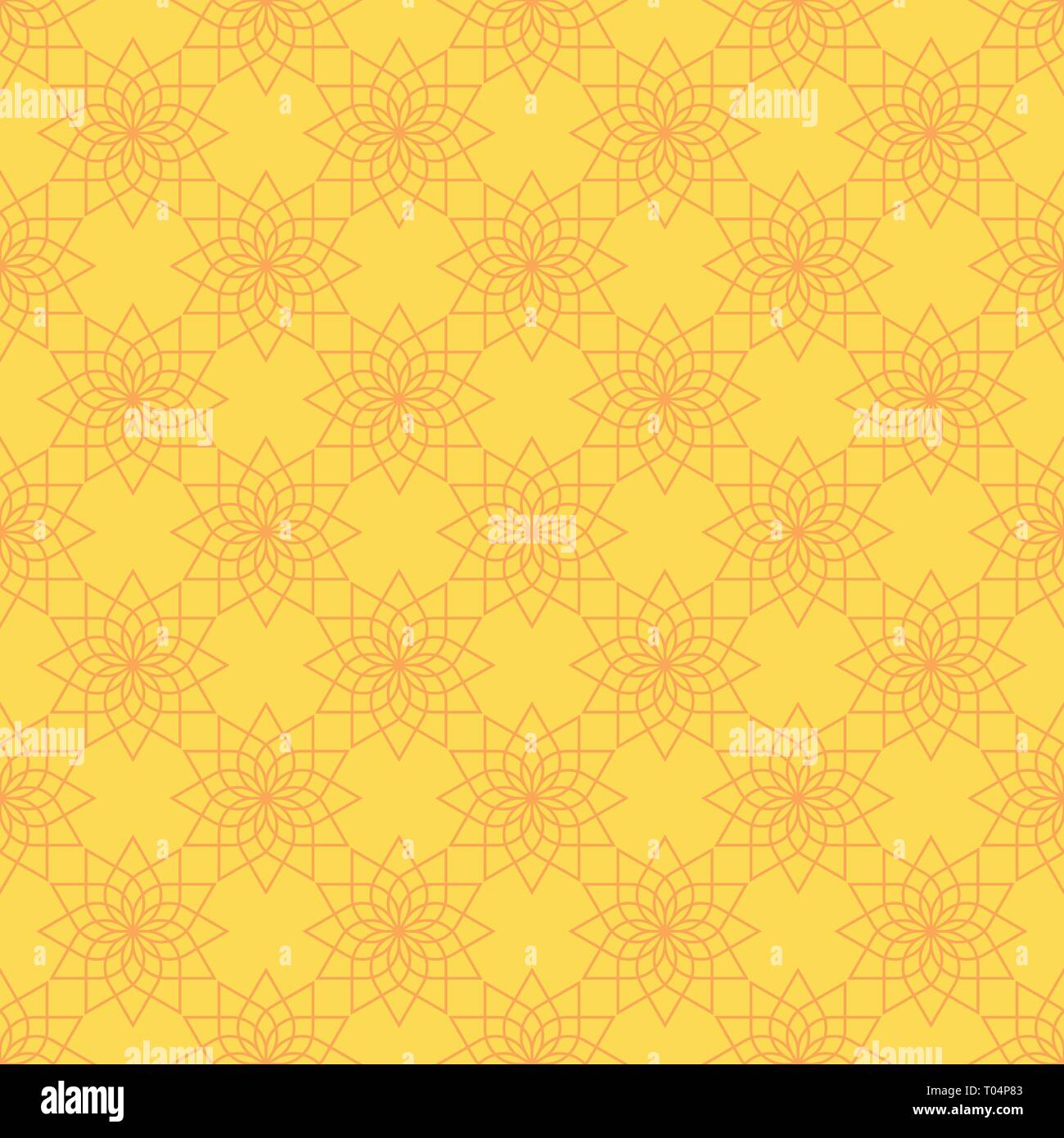 Abstract geometric floral ornament seamless pattern. Symmetric shapes ...
