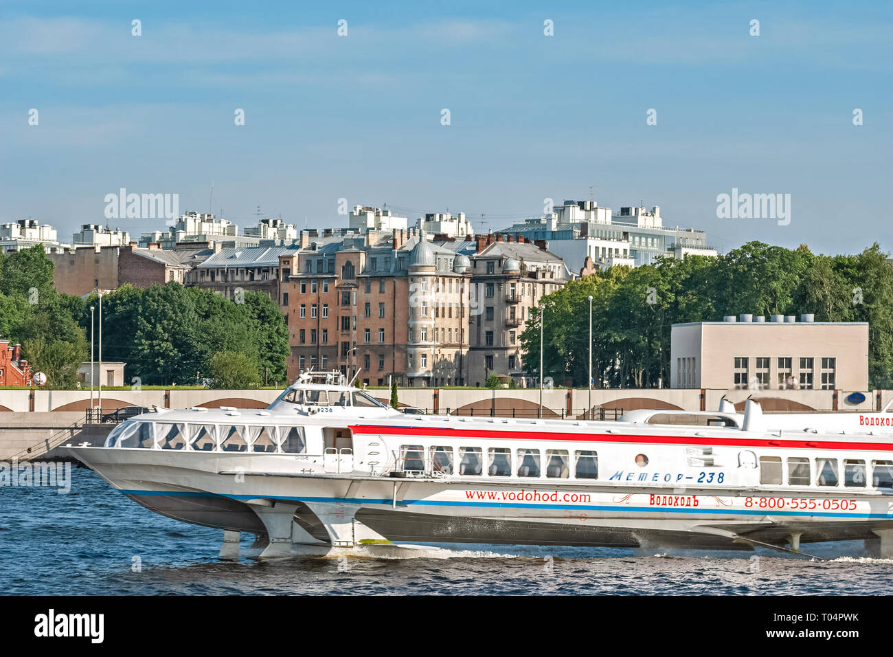 Saint Petersburg, Russia, July 9: The famous ship "Meteor" hydrofoil ...