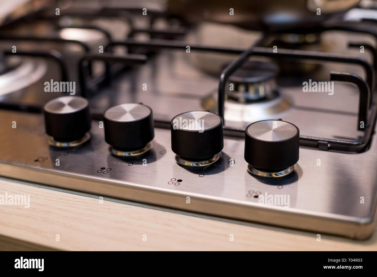 Metal gas stove on modern kitchen. the concept of forced savings on ...