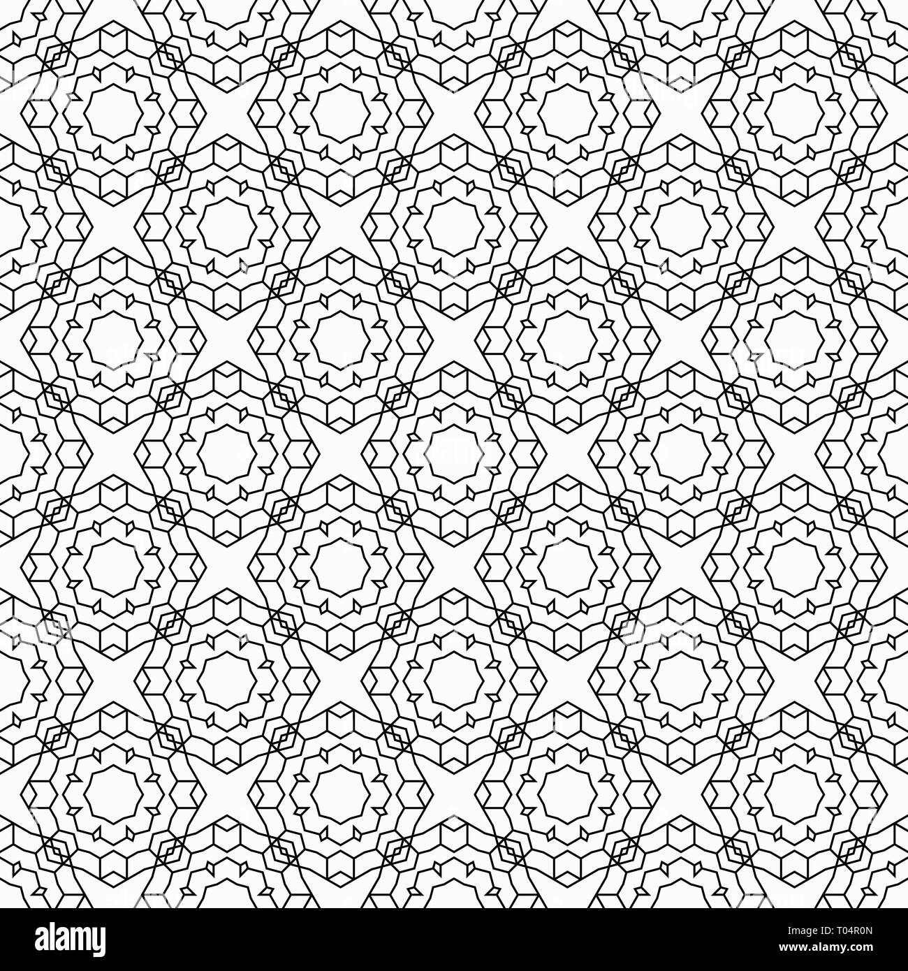 Abstract seamless line pattern of intersecting geometric shapes. Geometric lattice. Repeating ...