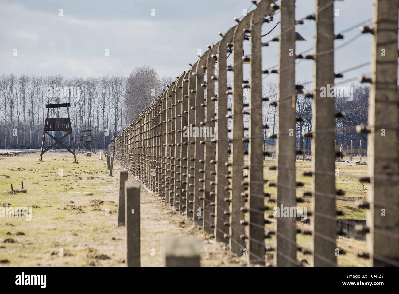 A watchtower in concentration camp Auschwitz Birkenau Polen, March 12 ...