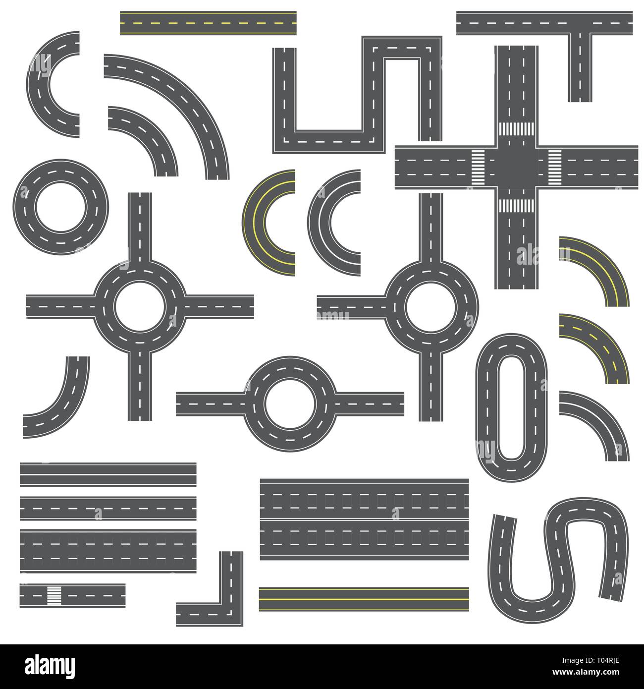 Road elements vector illustration isolated on white background Stock ...