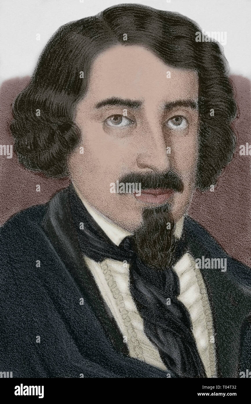 Jose de Espronceda (1808-1842). Romantic Spanish poet. Drawing by ...