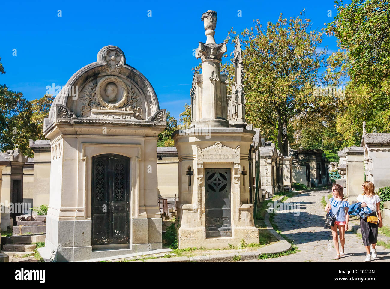 A view of the Pere Lachaise, the most famous cemetery of Paris, France ...