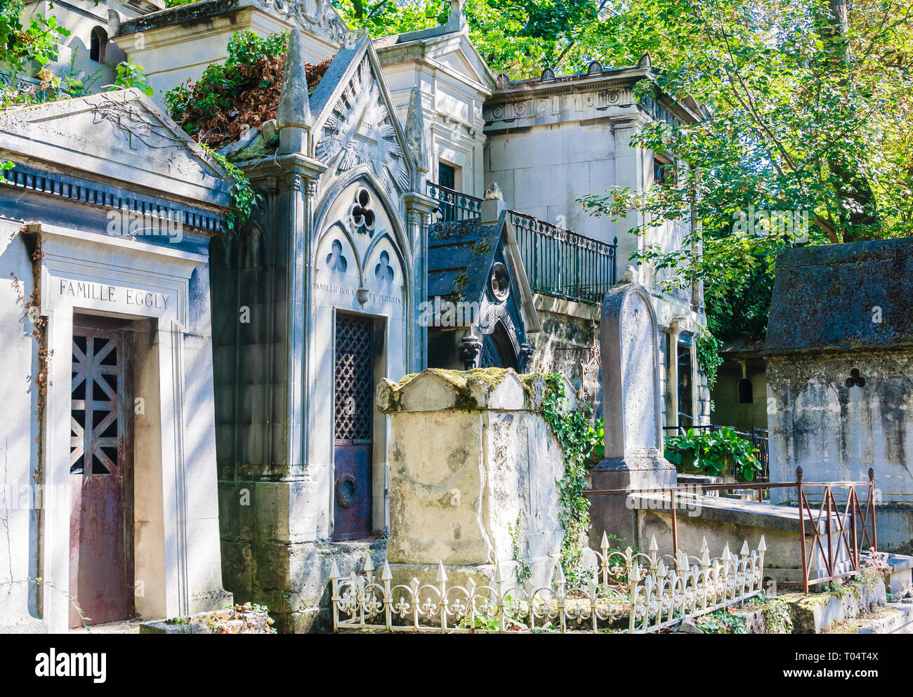 A view of the Pere Lachaise, the most famous cemetery of Paris, France ...