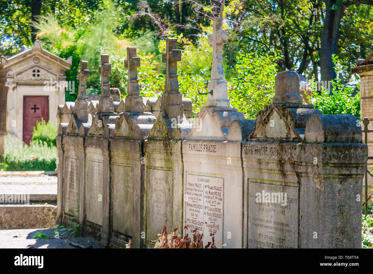 A view of the Pere Lachaise, the most famous cemetery of Paris, France ...