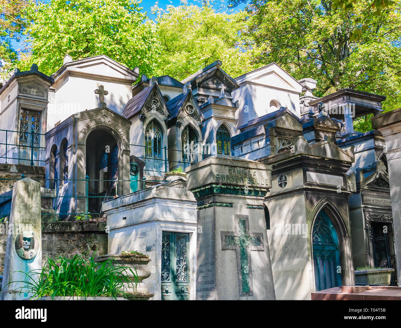 A view of the Pere Lachaise, the most famous cemetery of Paris, France ...
