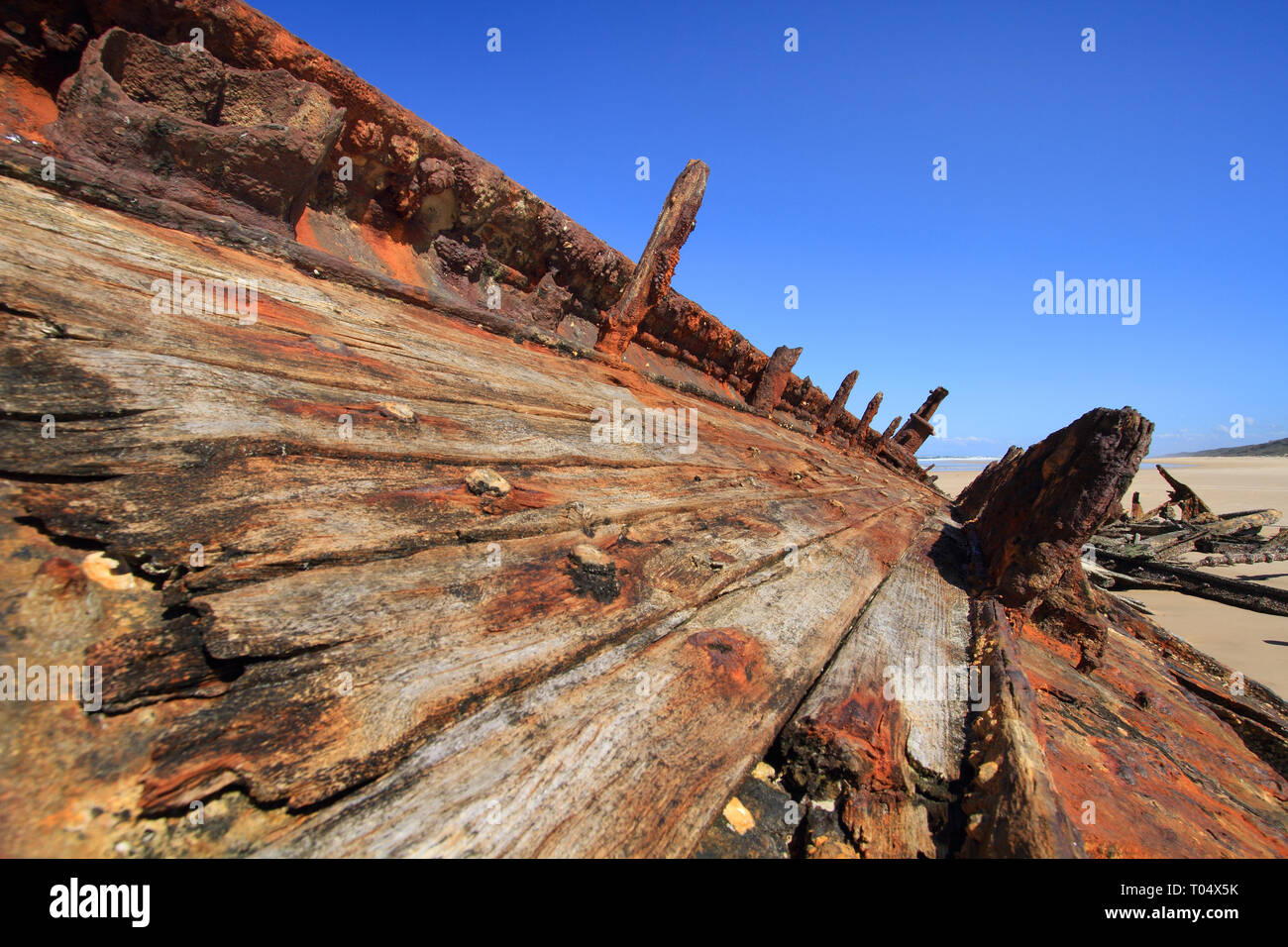 The SS Maheno ship wreck on Fraser Isand. It became a wreck when it was ...