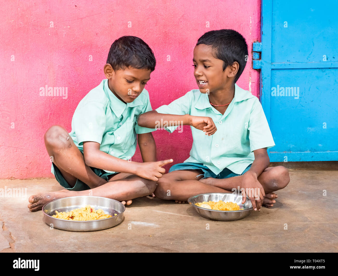 PUDUCHERRY, TAMIL NADU, INDIA - DECEMBER Circa, 2018. Two Unidentified ...