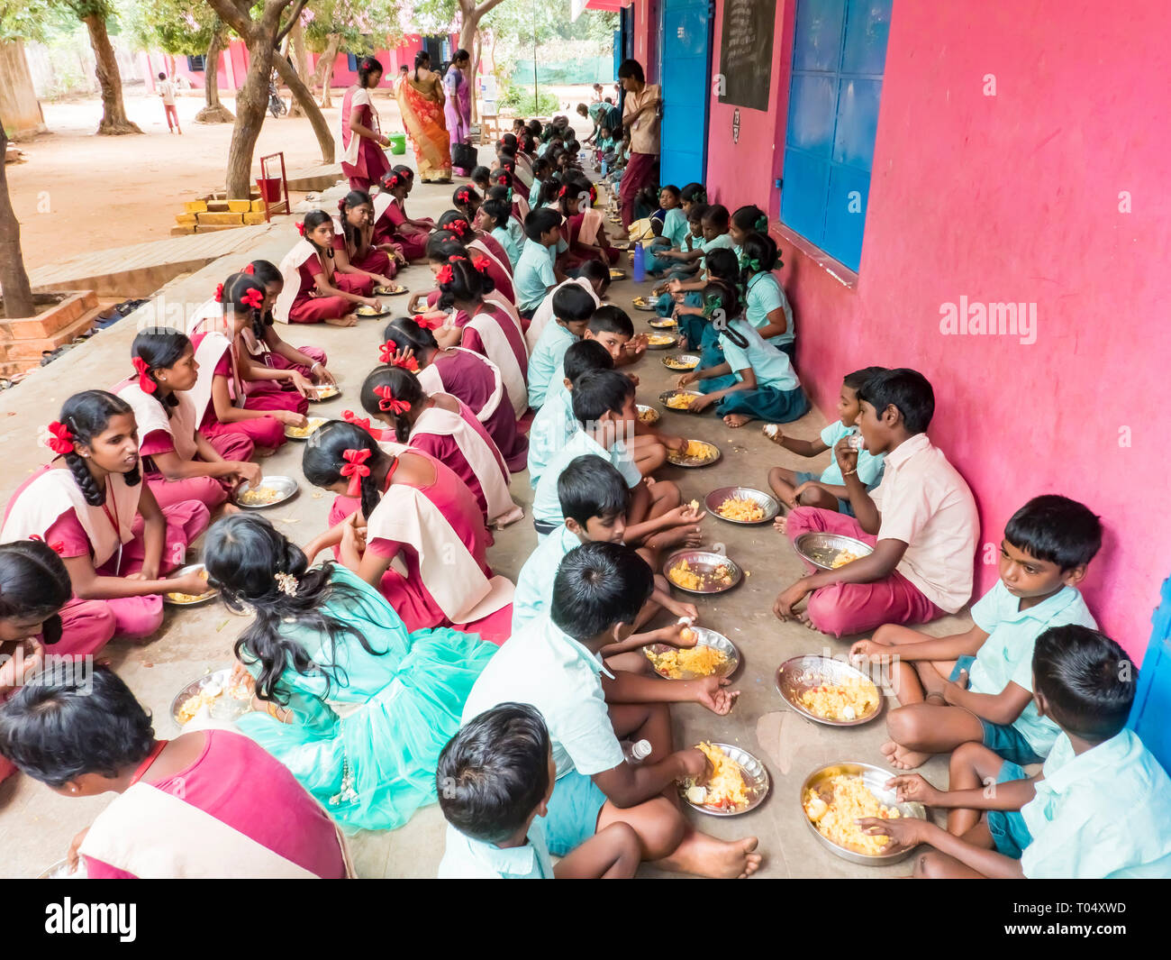 PUDUCHERRY, TAMIL NADU, INDIA - DECEMBER Circa, 2018. Unidentified poor ...