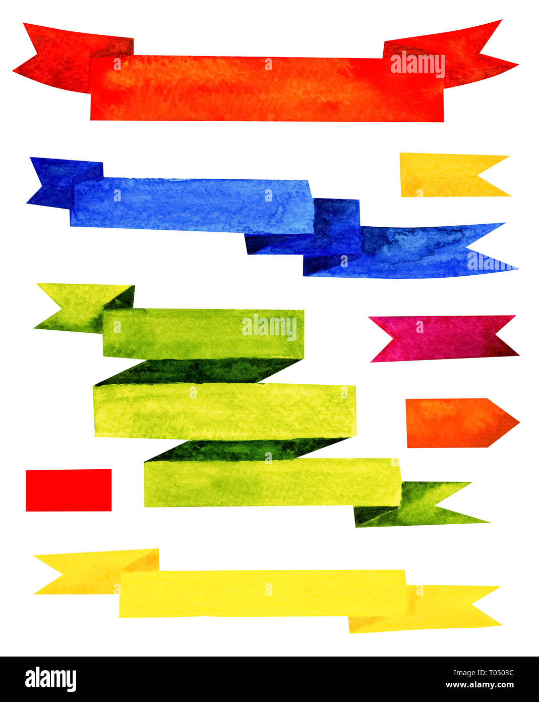 Watercolor illustration colorful ribbons Cut Out Stock Images ...