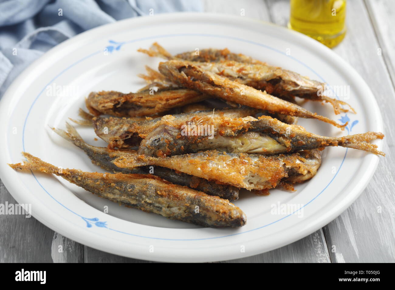 Chicharros fritos, traditional Portugal roasted breaded horse mackerel ...