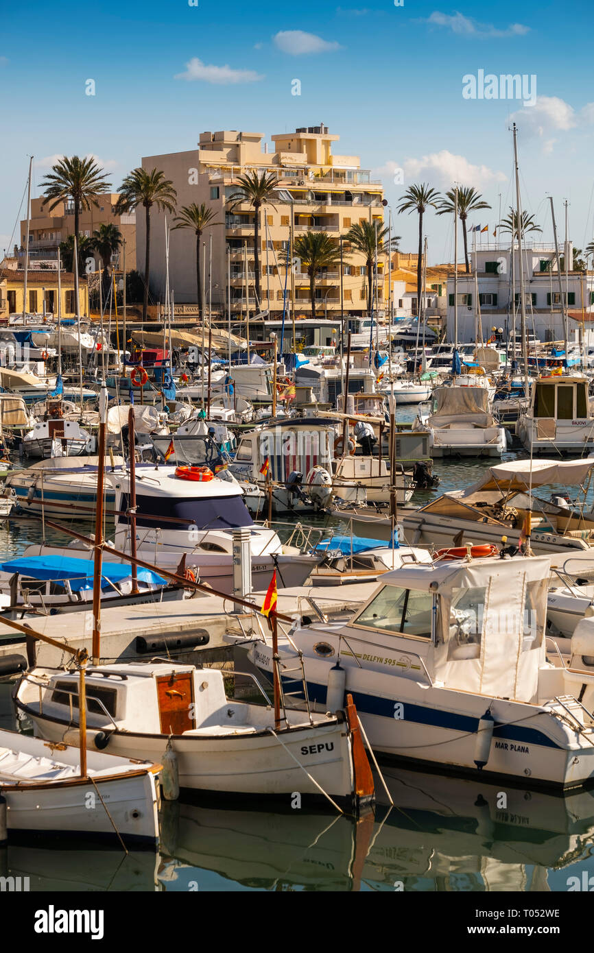 Portixol marina moored boats. Mediterranean sea. Palma de Mallorca ...