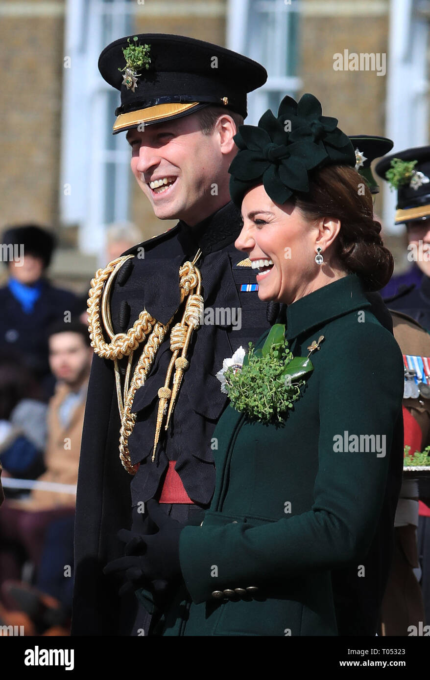 The Duke and Duchess of Cambridge present shamrock to officers and ...