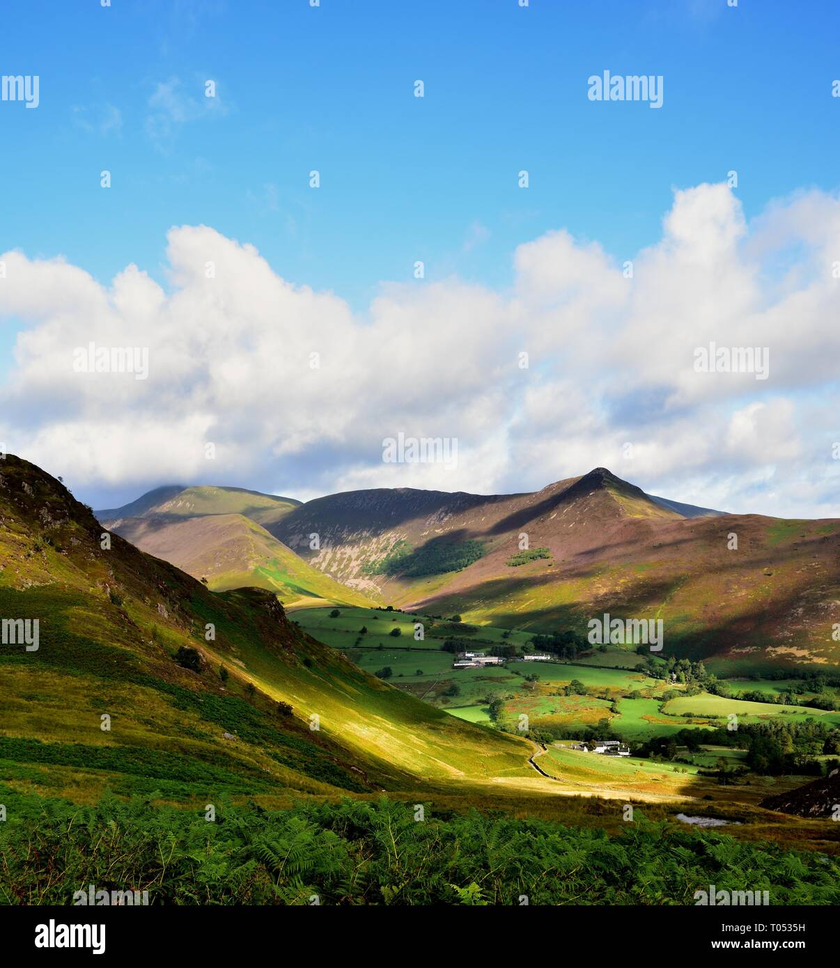 Sunlight over the Cumbrian Mountains Stock Photo - Alamy