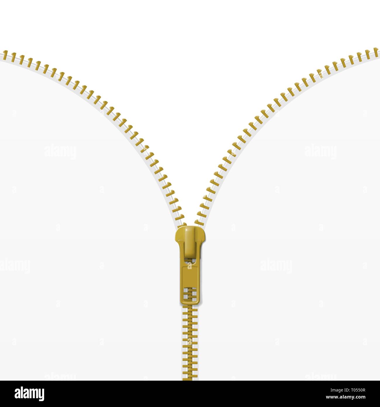 Zipper lock half open, blank mockup, revealing a message or content ...