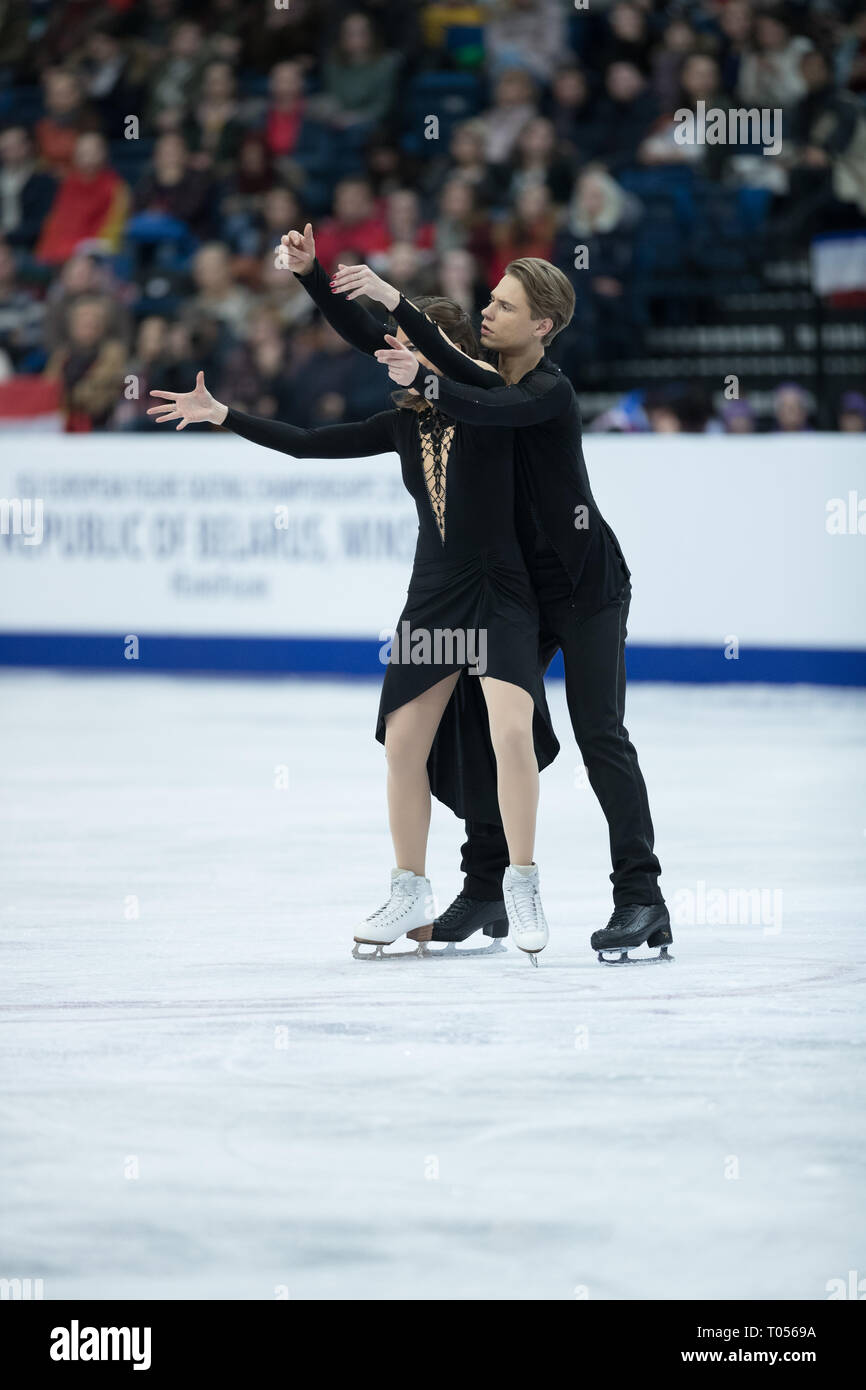 Allison Reed and Saulius Ambrulevicius from Lithuania during 2019 ...
