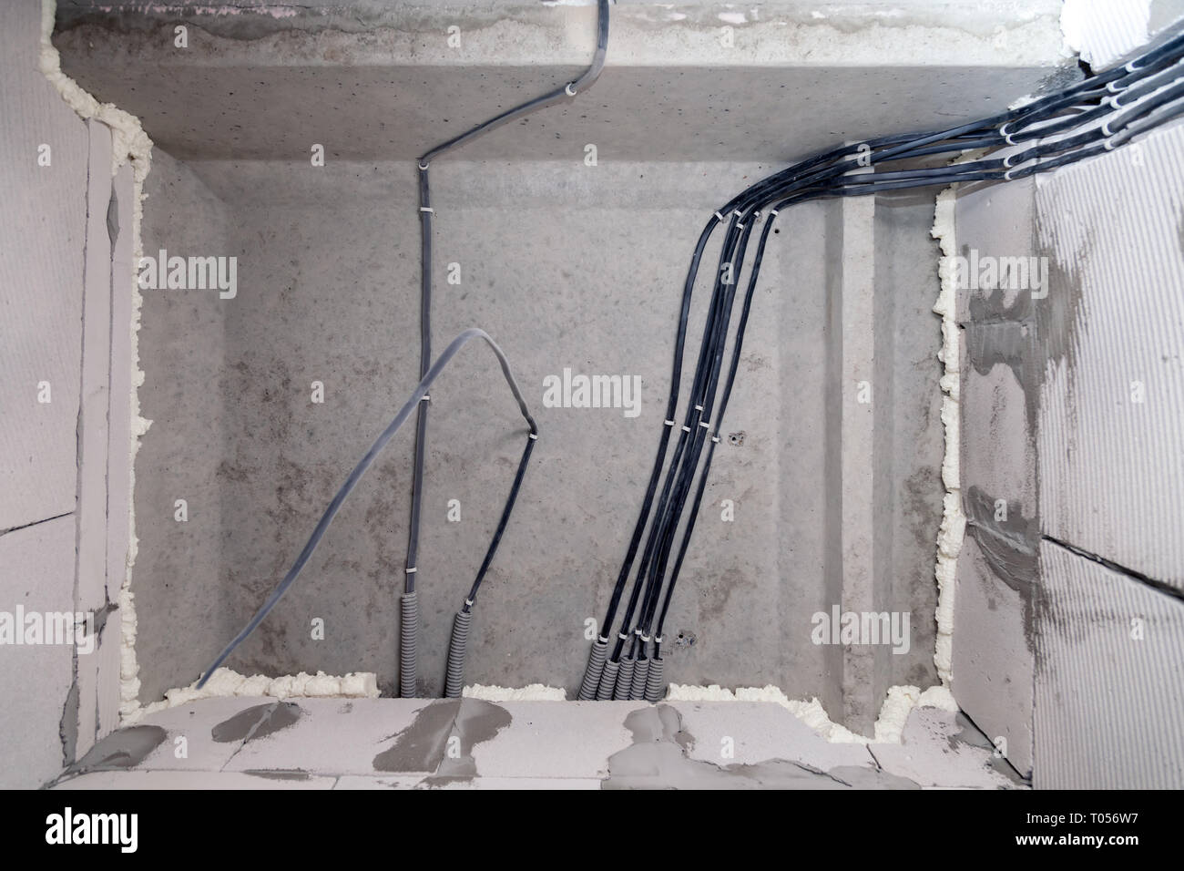 Professional draft electrical wiring in house or apartment during ...