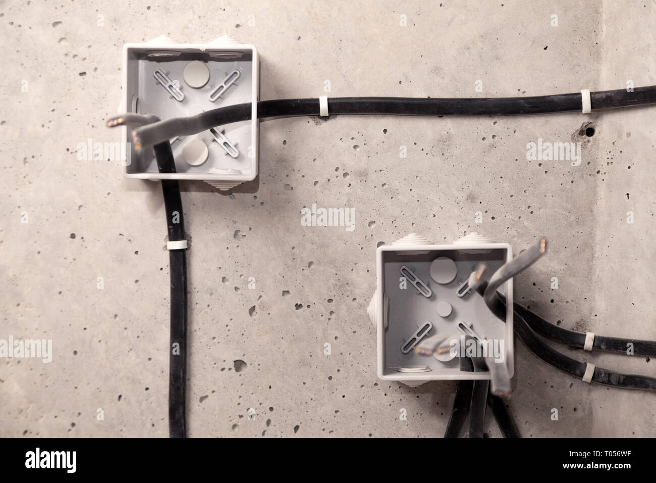 Professional draft electrical wiring in house or apartment during ...