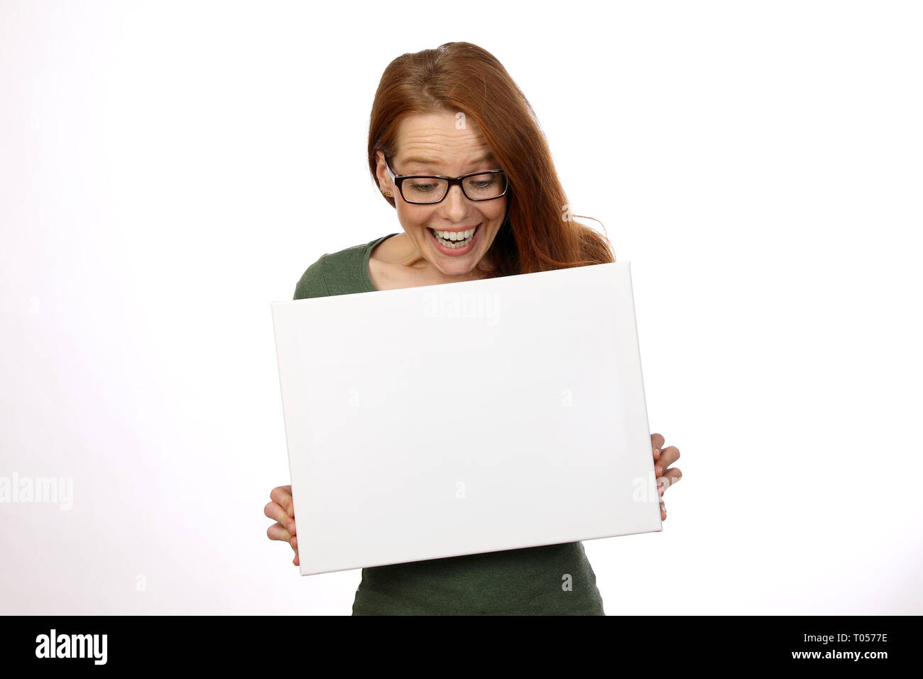 Woman looks at sign hi-res stock photography and images - Alamy