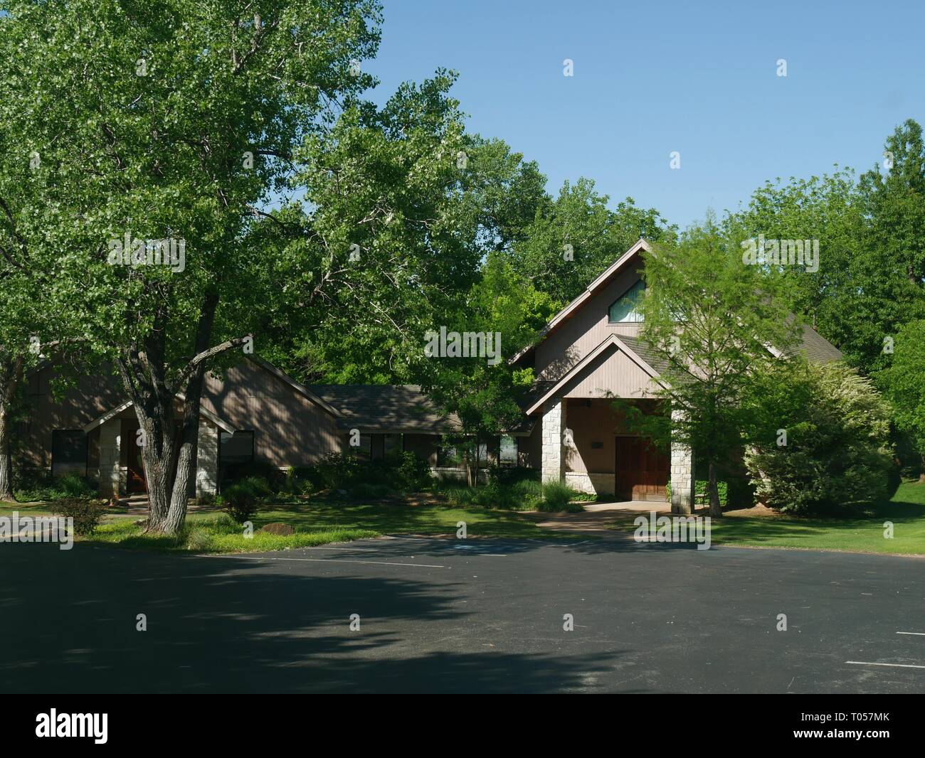 NORMAN, OKLAHOMA—Façade of the Thunderbird Chapel in Norman, Oklahoma ...