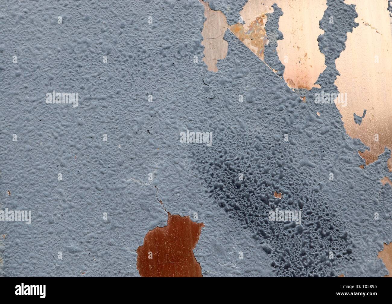 Close up surface of aged and weathered paint on different walls in high ...
