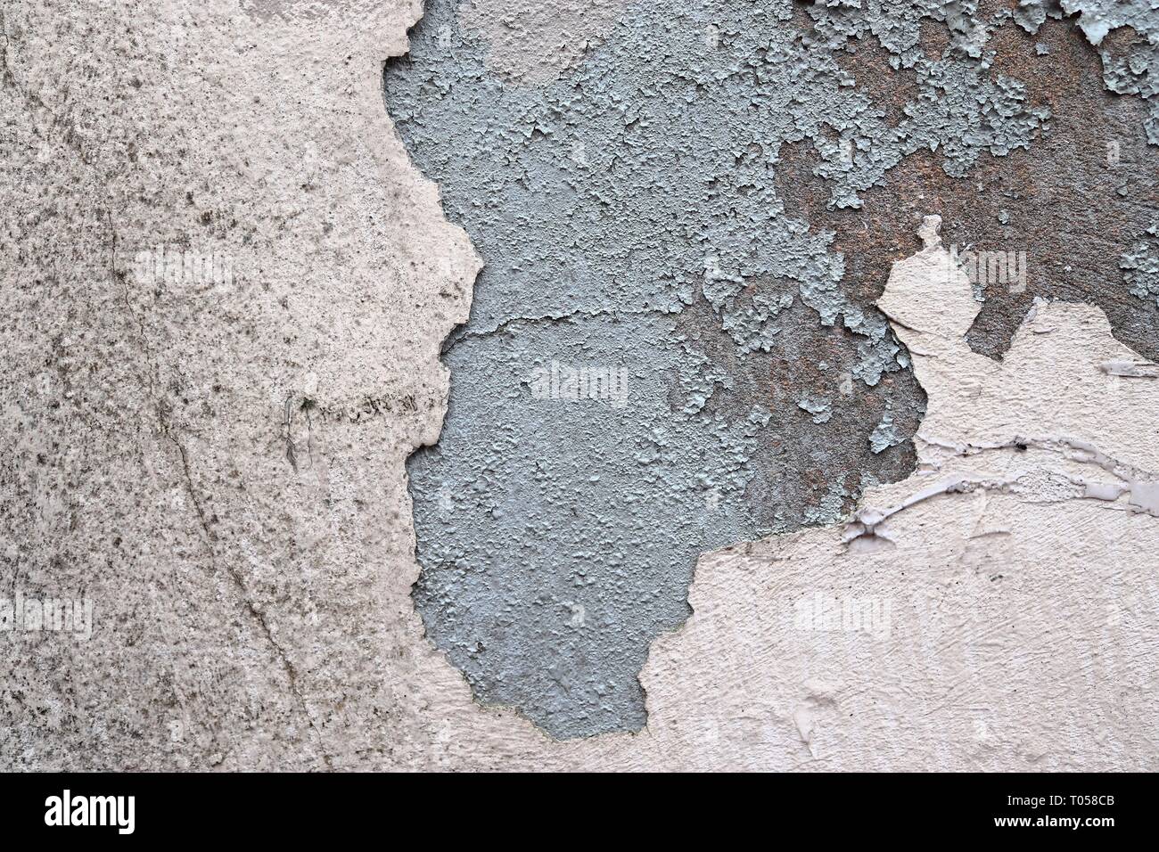 Close up surface of aged and weathered paint on different walls in high ...