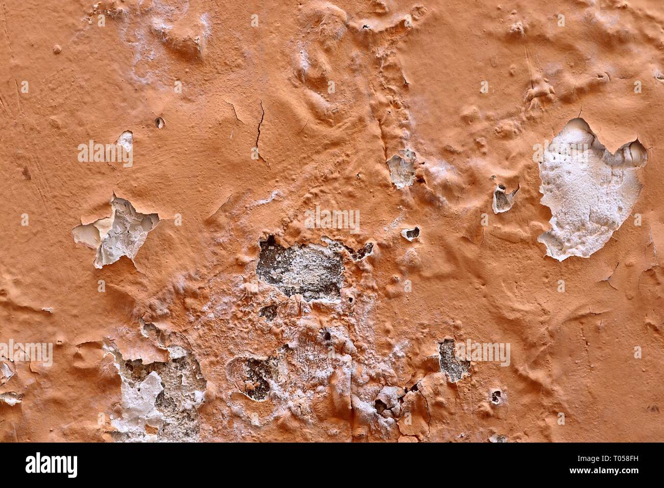 Close up surface of aged and weathered paint on different walls in high ...