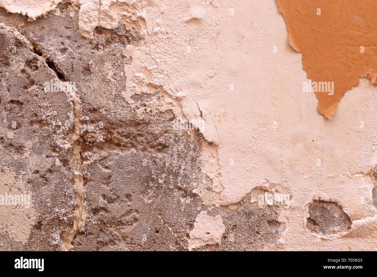 Close up surface of aged and weathered paint on different walls in high ...