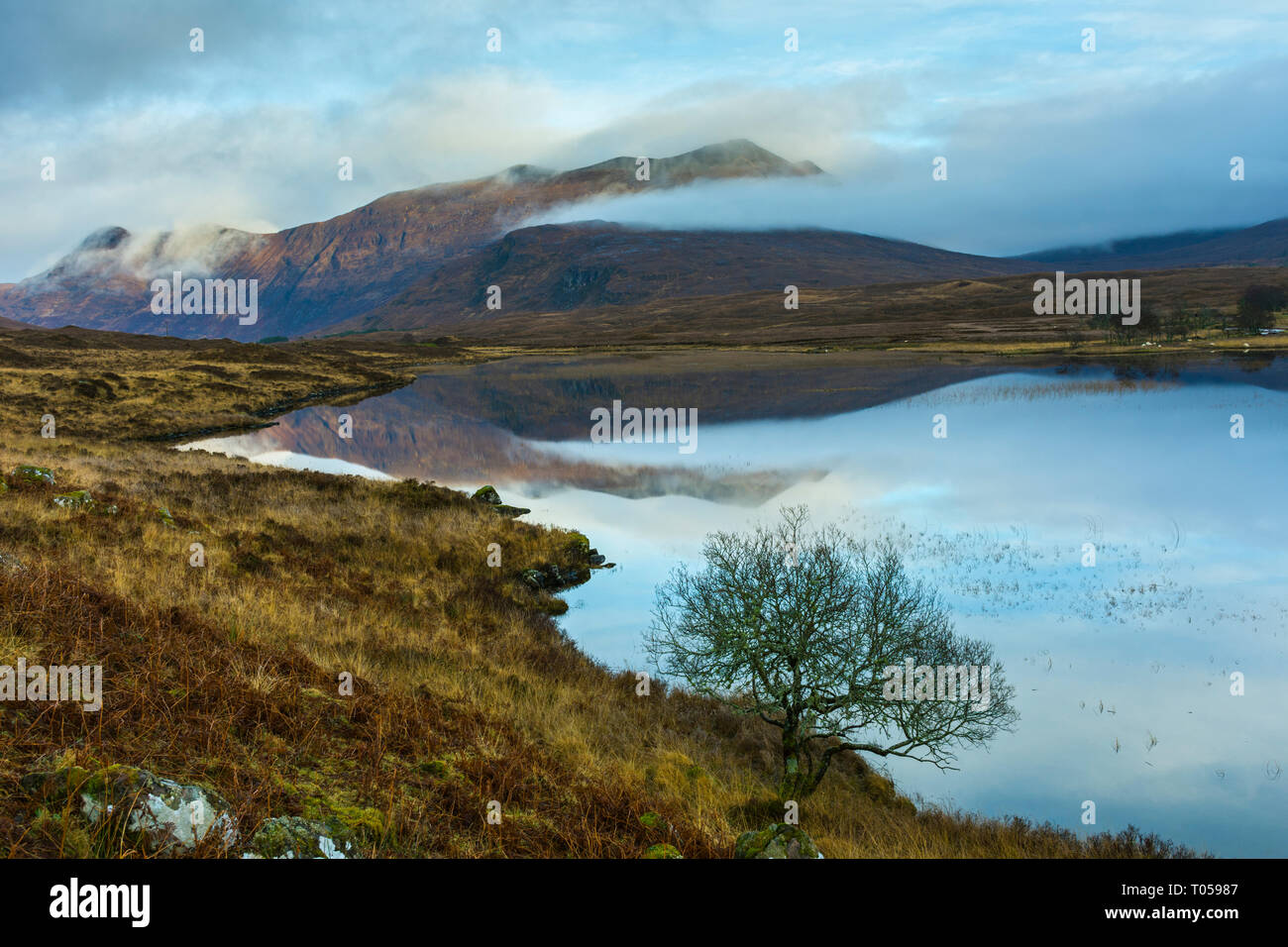The Beinn Damh range over Loch an Lòin, Wester Ross, Highland Region ...
