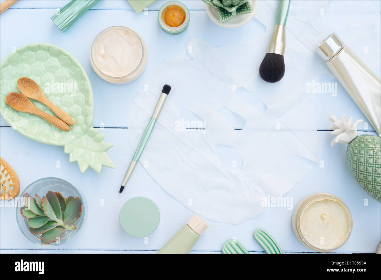 Beauty background with facial cosmetic products Stock Photo - Alamy