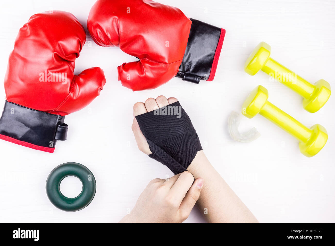 boxing gloves and paw on white background Stock Photo - Alamy