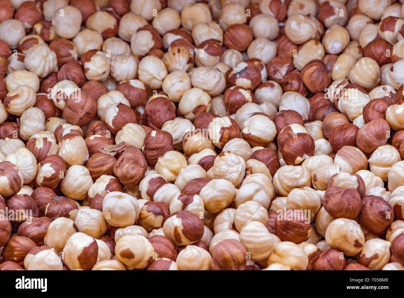 Hazelnuts in the box inside of the shop Stock Photo - Alamy