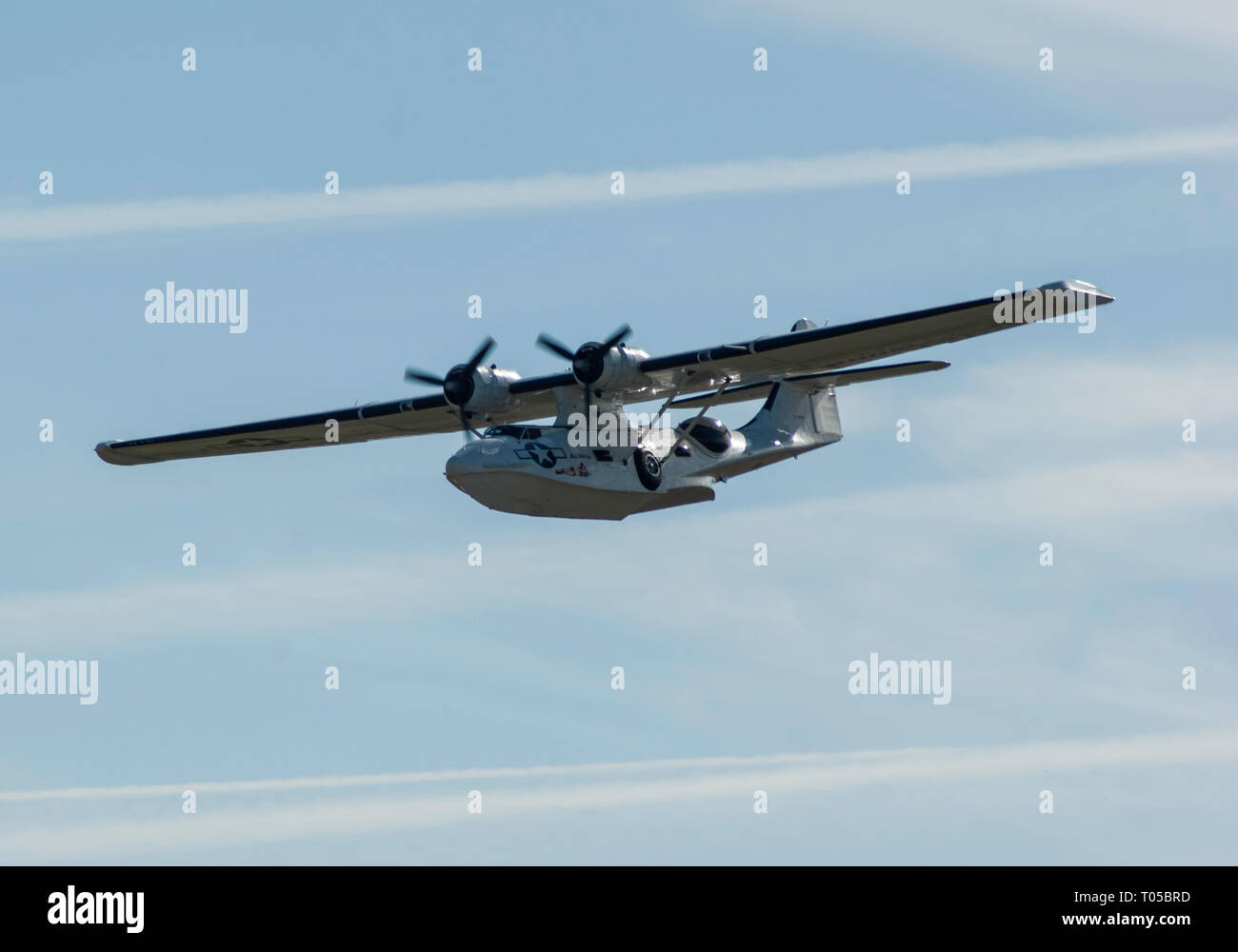 A USAF Catalina spotter plane flying over Duxford Stock Photo - Alamy
