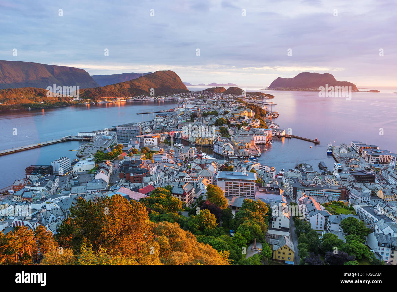 Alesund is a port and tourist city in Norway. Famous tourist attraction ...